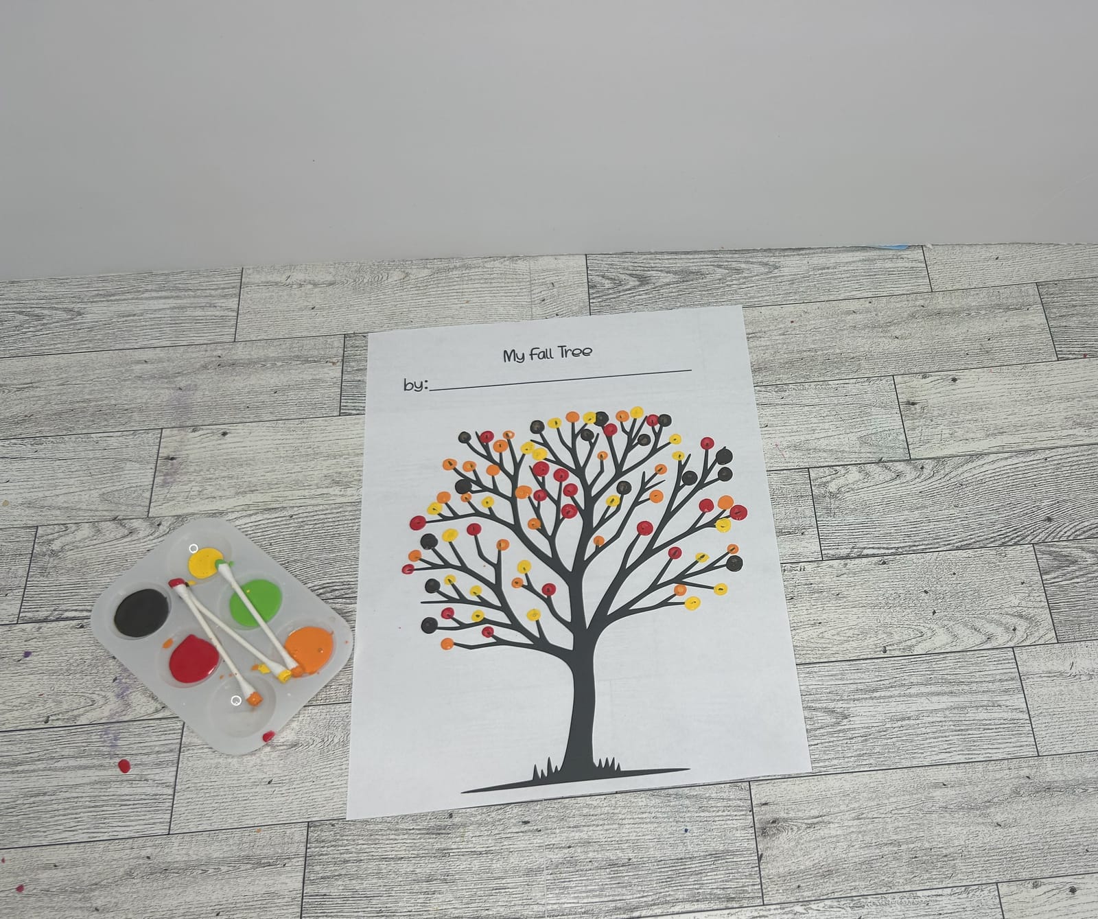 My Fall Tree Q-Tip Painting