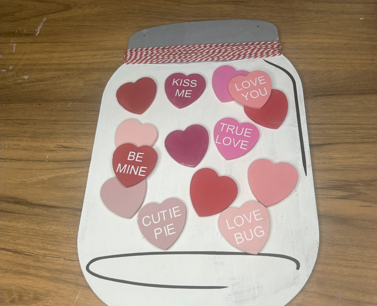 Mason Jar of Conversation Hearts