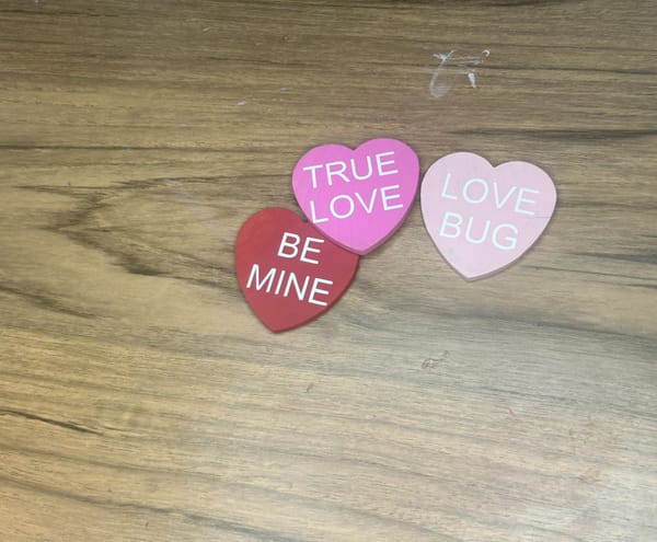 Mason Jar of Conversation Hearts